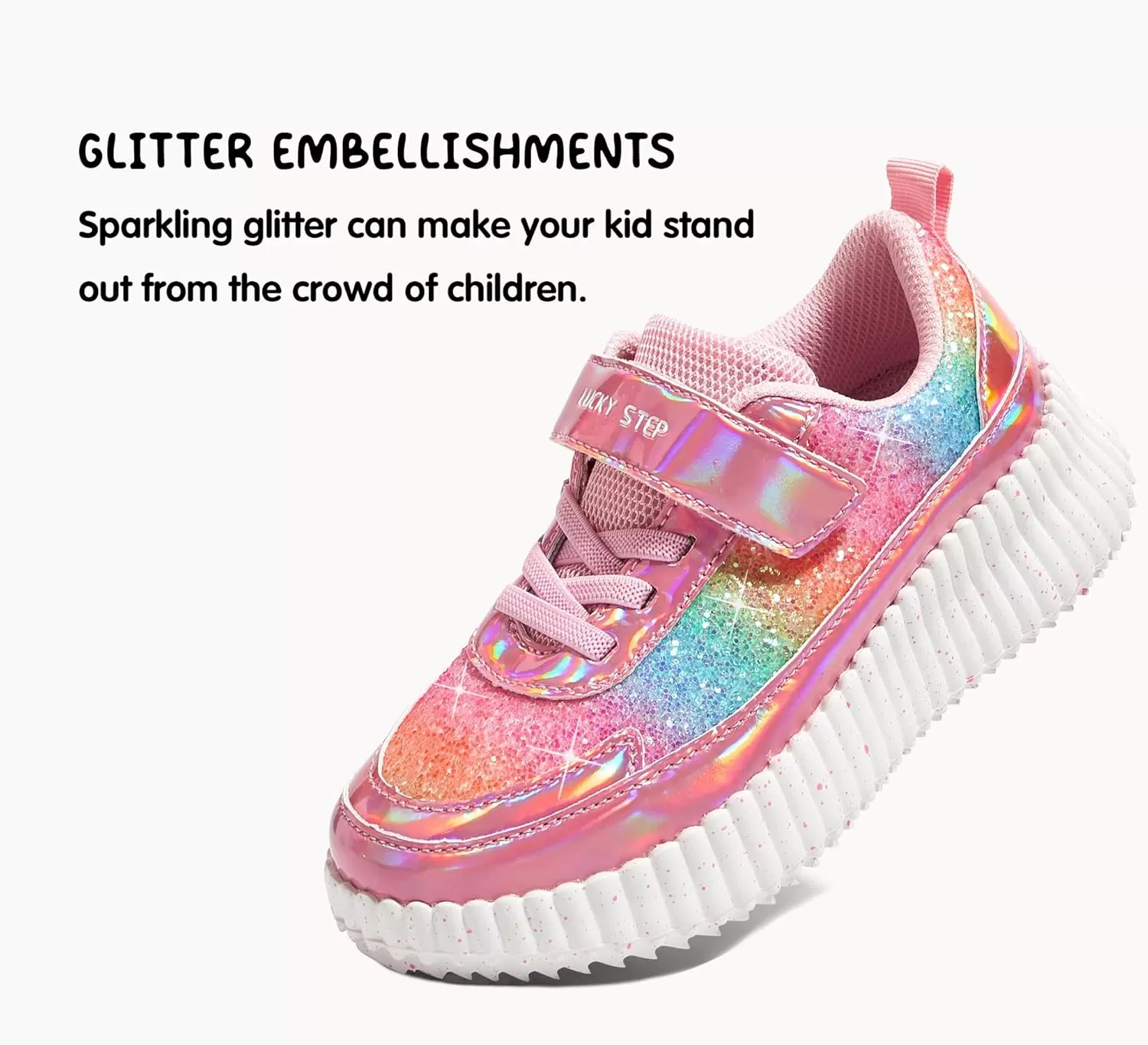 LUCKY STEP Kid’s Glitter Running Sneaker Sparkly Braided Shiny Bling ...